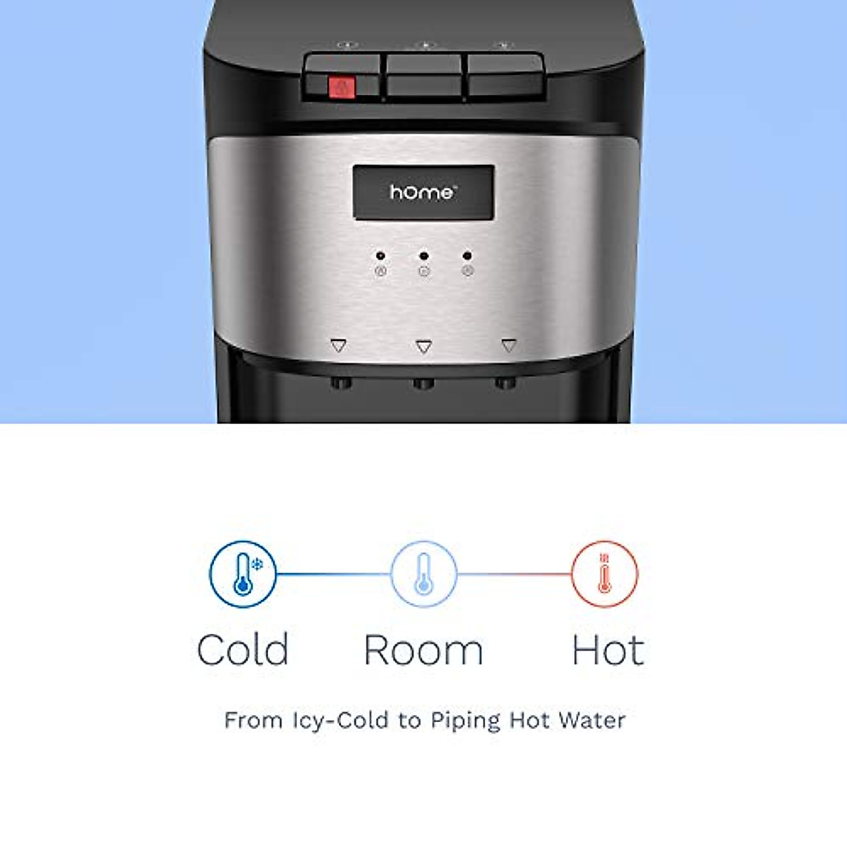 hOmeLabs Bottom Loading Water Dispenser for 5 Gallon Bottle - Hot Room and Cold Water Cooler in Stainless Steel Frame with Removable Drip Tray Safety Child Lock and LED Night Light