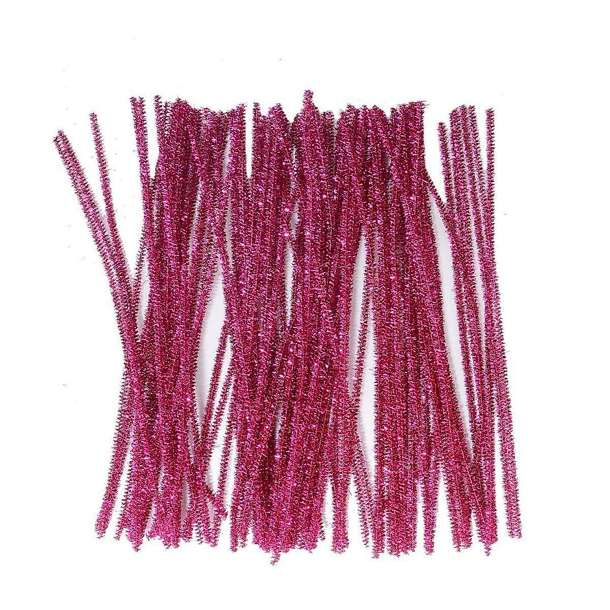 100pcs Pipe Cleaners Chenille Stems for DIY Art Supplies Craft Projects 6mmx30cm Christmas Pipe Cleaners Decoration, Glitter Pink