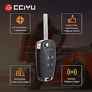 cciyu 2X Uncut 5 Buttons Keyless Entry Remote Fob Key Fob Replacement for 10 11 12 13 14 15 16 17 for Dodge for Jeep for Buick OHT01060512