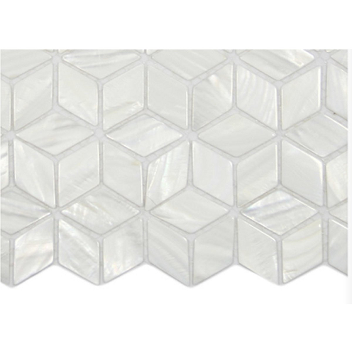 AFSJ White Rhombus Mother of Pearl Mosaic Tile for Bathroom/Kitchen/Spa Backsplash (6 Sheets)