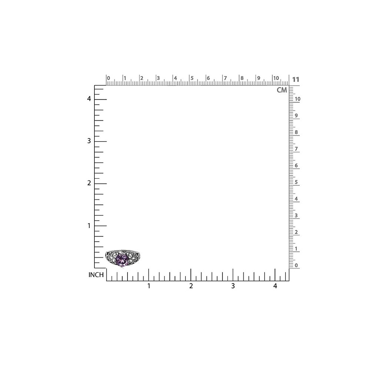 Silvershake 1.66ct. Natural Amethyst 925 Sterling Silver Filigree Swirl and Spiral Ring Size 7