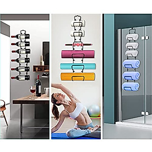 DIY Bathroom Towel Rack Holder Set - Adjustable Wall Mounted & Over The Door Hanging Storage Organizer for Hand/Bath Towels, Set of 6