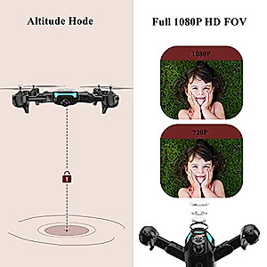 WiFi FPV Drone with 1080P HD Camera, 40 Mins Flight Time,Foldable Drone for Beginners,Altitude Hold Mode, RTF One Key Take Off/Landing,3D Flips 2 Batteries, APP Control, Easy Toy for Kids & Adults