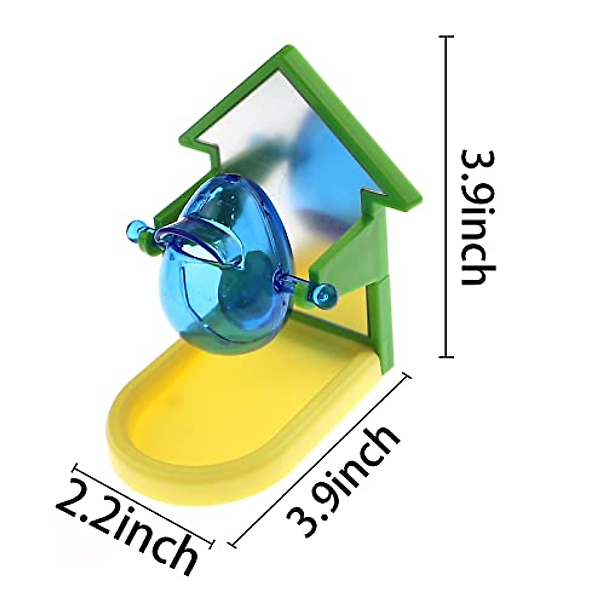 Toysructin Bird Food Feeder with Mirror, Automatic Pet Parrot Feeders Rotating Training Foraging Toy, Plastic Birds Feeding Dispenser Fun Parrots Intelligence Growth Cage Toys for Small Medium Birds