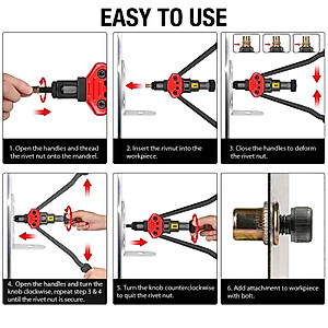 Rivet Nut Tool, GIANTISAN 16-Inch Rivnut Tool Kit with 12 Metric and SAE Mandrels, 176Pcs Rivet nut Assortment Kit, and Rugged Carrying Case
