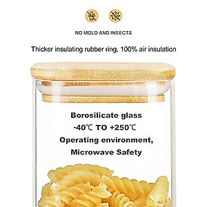 LIBWYS Square Pantry Glass Storage Jars with Bamboo Lids Set of 12, 297oz Airtight Food Containers Kitchen Storage Jars - Dishwasher Safe (12pack)