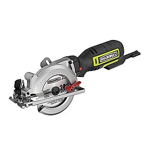 Rockwell 4-1/2” Compact Circular Saw, 5 amps, 3500 rpm, with Dust Port and Starter Kit– RK3441K , Black