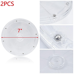 MY MIRONEY Heavy Duty Lazy Susan Turntable Organizer 7" Clear Acrylic Rotating Swivel Stand with Steel Ball Bearings for Spice Rack Cake Decorating TV Laptop Pack of 2