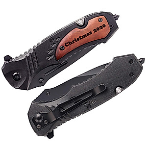 Personalized Engraved Pocket Knife Custom Knife - Wood Anniversary Idea For Him - Idea For Husband Boyfriend Dad Son Fiancé Groomsmen Uncle Grandpa