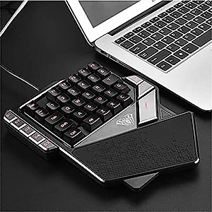Niaviben Mini One-Handed Gaming Keyboard with Wrist Rest 38 Keys USB Wired Gaming Keyboard LED Backlight Ergonomic Keyboard Applies to PC Office (Black)
