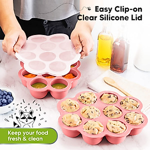 KeaBabies Silicone Baby Food Freezer Tray with Clip-on Lid - Breast Milk Trays for Freezer - Baby Food Containers - Baby Food Trays for Freezing, Dishwasher, Microwave, BPA-Free Baby Food Storage
