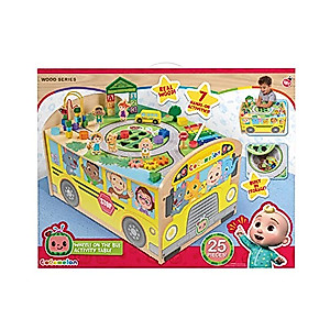 CoComelon Wheels on The Bus Wooden Activity Table, Recycled Wood, Officially Licensed Kids Toys for Ages 18 Month, Gifts and Presents