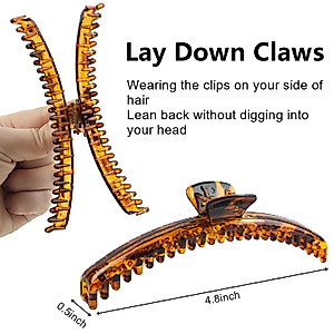 Hair Claw Clips for Medium Thick Fine Thin Hair, 4.8 Inch Large Claw Clips for Women, Strong Hold XL Hair Clips, Non Slip Slim Banana Clips Jaw Clips (2 Pack)