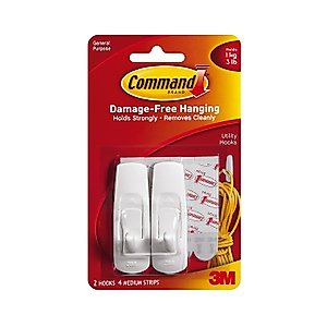 Command Utility Hooks Value Pack, Medium, White, 8-Hook