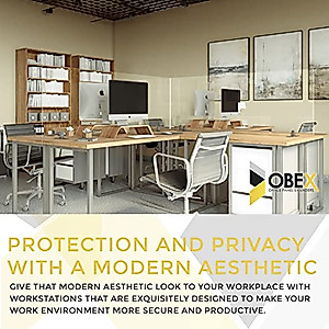 Obex Clear Acrylic Desk Mounted Privacy Panel, 12", Aluminum