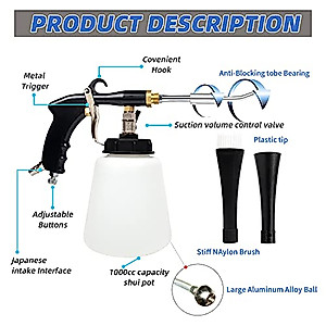 GZ-KJM High Pressure Car Cleaning Gun Jet Cleaner Interior Detailing Tool Kit Adjustable Pressure Cleaner for Car Detailing Supplies, Premium Black