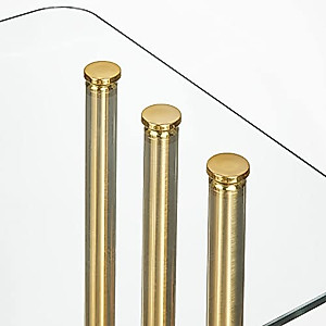 mDesign Square Glass Top Side Table - Modern Decorative Accent End Metal Nightstand Furniture for Bedroom, Living Room, Home Office, Dorm Room - 25" Tall - Milan Collection - Clear/Brass