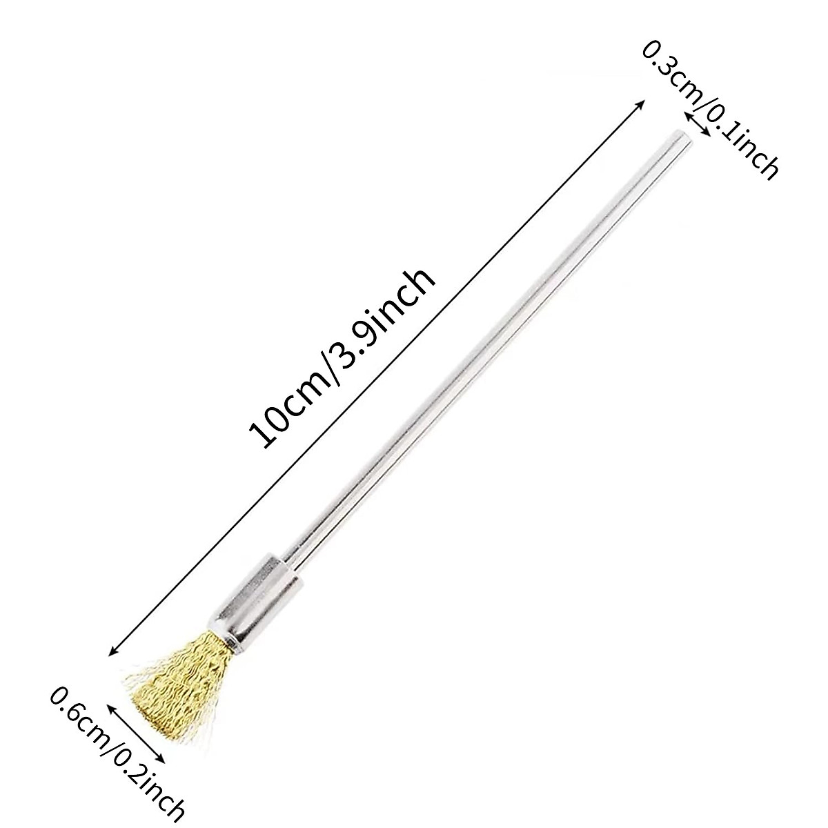 10 Pieces Extended Stainless Copper Wire Cleaning End Brushes Pen Wire Brush Rust Paint Removal Bits Polishing Rotary Tools Accessories 3 mm Mandrel (6 mm end Brush)