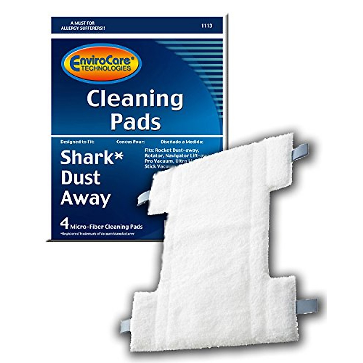 EnviroCare Replacement Cleaning Pads Compatible with Shark Dust Away Steam Mops, Rocket Dust-Away, Rotator, Navigator Lift-Away Pro Vacuum, Ultra Light Stick Vacuum, Hv300 Series 4 Pack