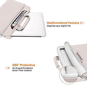 MOSISO 360 Protective Laptop Shoulder Bag Compatible with MacBook Air 15 inch M2 A2941 2023/Pro 16 inch M3 M2 M1 2023-2019, 15-15.6 inch Notebook,Matching Color Sleeve with Belt, Stone Gray