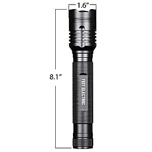Feit Electric LED Tactical Flashlight - Aluminum Alloy - Zoomable Strike Bezel; Illuminate up to 1,000 feet - Adjustable Brightness from 260-1000 Lumen | Requires 3-C Batteries