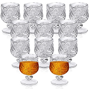 1.75 oz Shot Glasses Set Fancy Cute Shot Glasses Cordial Crystal Shot Glassware Clear Embossed Glass Snifters Drinkware for Wine Sherry Vodka cocktail Beverage Wedding Party Bar Supplies (12 Pieces)