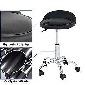 HomGarden Adjustable Hydraulic Rolling Swivel Stool for Massage Salon Office Facial Spa Medical Tattoo Chair Stool w/Backrest Cushion & Wheels, Set of 3