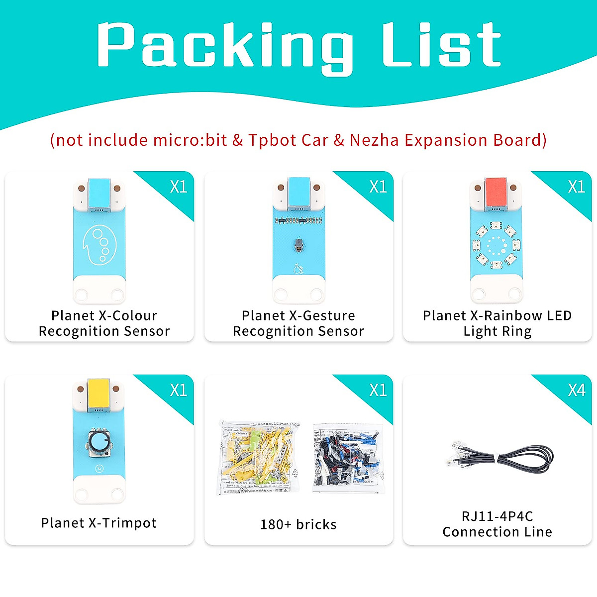 ELECFREAKS Interactive Coding Accessories Pack microbit Building Bricks for TPbot Car and Nezha Inventor’s Kit, STEM Educational Planet X Series Sensors Kit (Without Micro:bit & TPbot & Nezha)