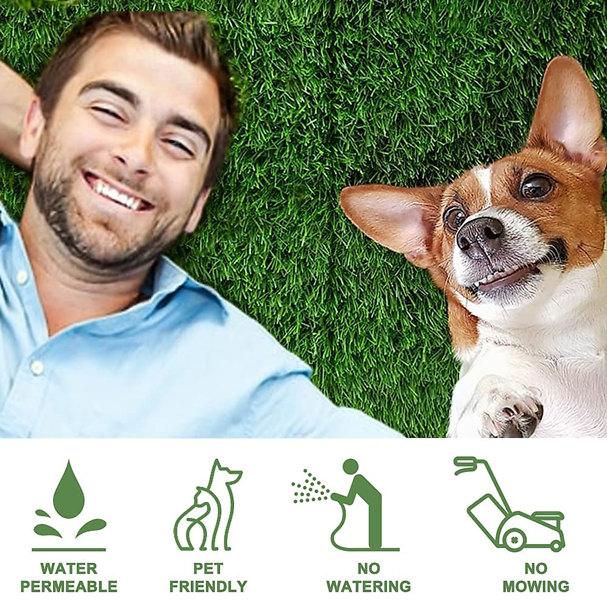 Qingbei Rina Artificial Grass Turf Tiles Interlocking for Dogs Potty,(12"x12"-9 Pack) Outdoor Fake Grass Mat Squares for Balcony,Self-draining Flooring