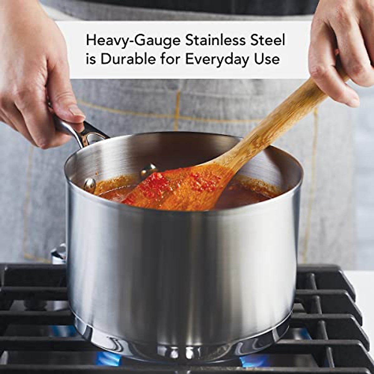 KitchenAid 3-Ply Base Brushed Stainless Steel Sauce Pan/Saucepan with Lid, 3 Quart