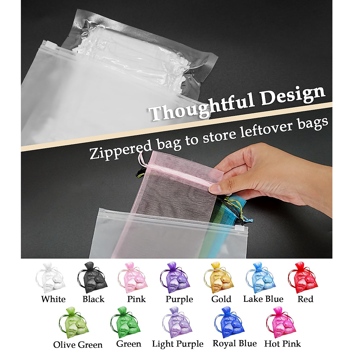 Luceinvita 100pcs Olive Green Organza Favor Bags, 5x7 Inches Wedding Gift Bags Sheer Mesh Bags with Drawstring for Jewelry Candy Soaps Baby Shower Sample Pouches