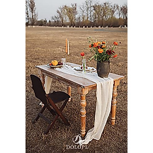 DOLOPL Beige Cheesecloth Table Runner 10FT Boho Gauze Table Runner 120inch Long Sheer Cheese Cloth Table Runner for Rustic Baby Shower Bridal Wedding Birthday Decorations