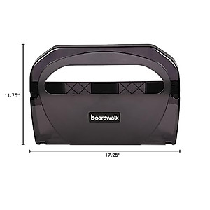 Boardwalk TS510SBBW 17.25 in. x 3.13 in. x 11.75 in. Toilet Seat Cover Dispenser - Smoke Black