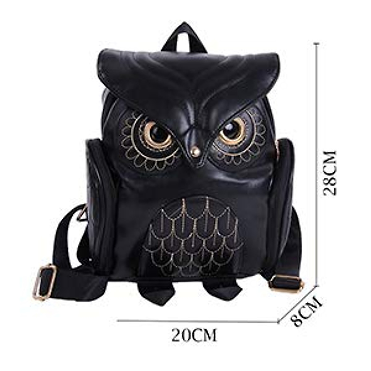 WYSBAOSHU Womens Fashion Owl Backpack Girl's PU Leather Mini Daypacks(Black)