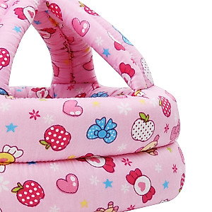 FLYPARTY Adjustable Infant Baby Toddler Protective Hat Helmet Safety Cap (Red Sweets)