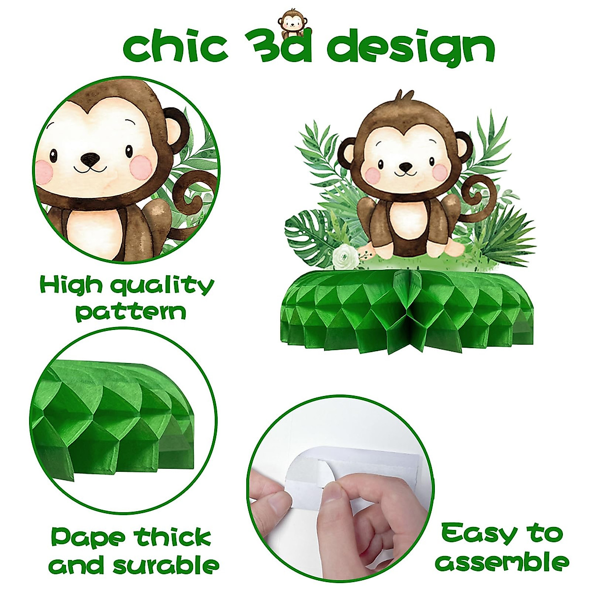 Safari Baby Shower Honeycomb Centerpiece Table Decorations 7pcs Jungle Animals Party Supplies for Baby Shower Boy Decoration Wild One Birthday Outfit Boy Girl Gender Reveal Safari Party Decor Supplies