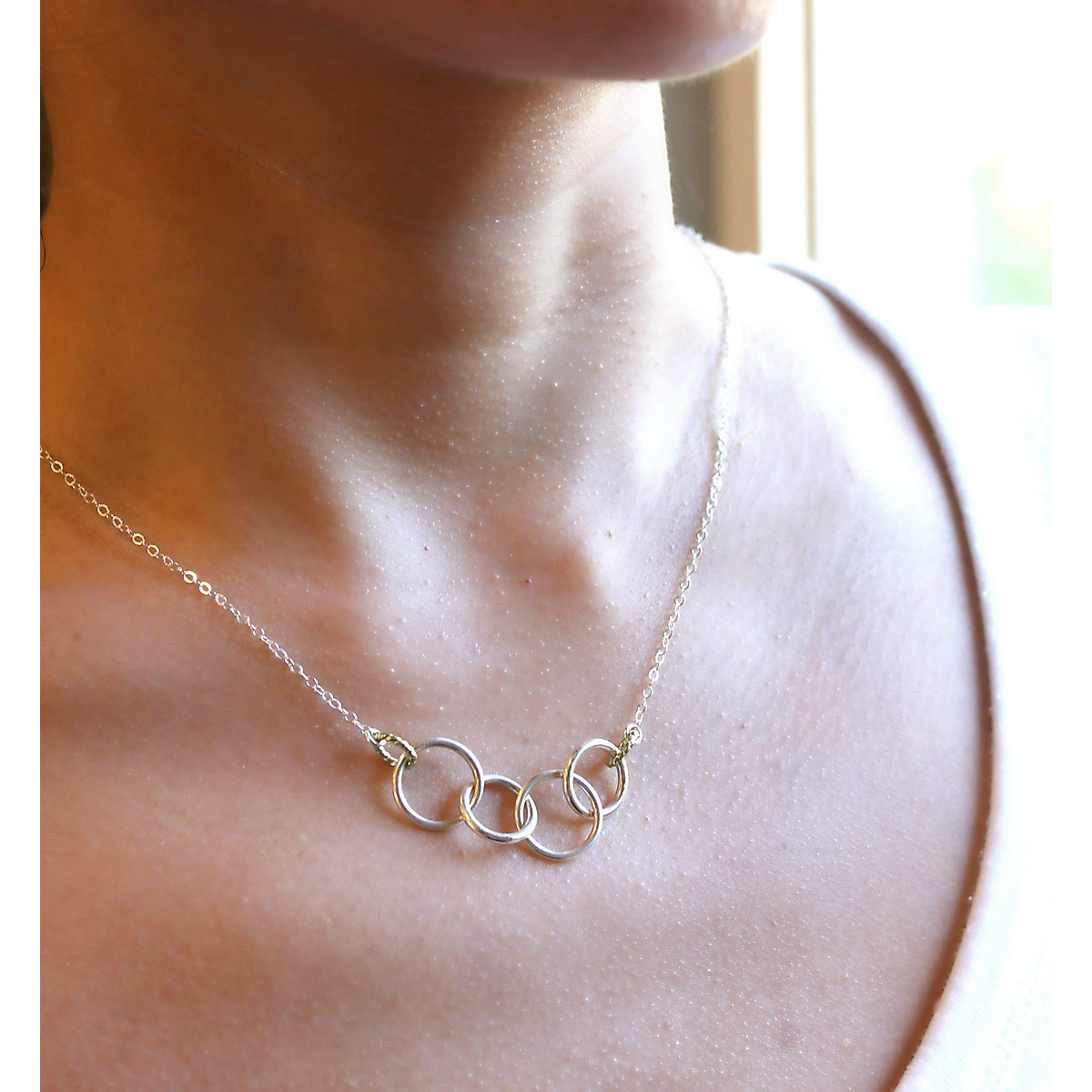 EFYTAL 40th Birthday Gifts Women, Sterling Silver Four Circle Necklace, 40 Year Old Birthday Gifts for Women, 40th Birthday Decorations Woman