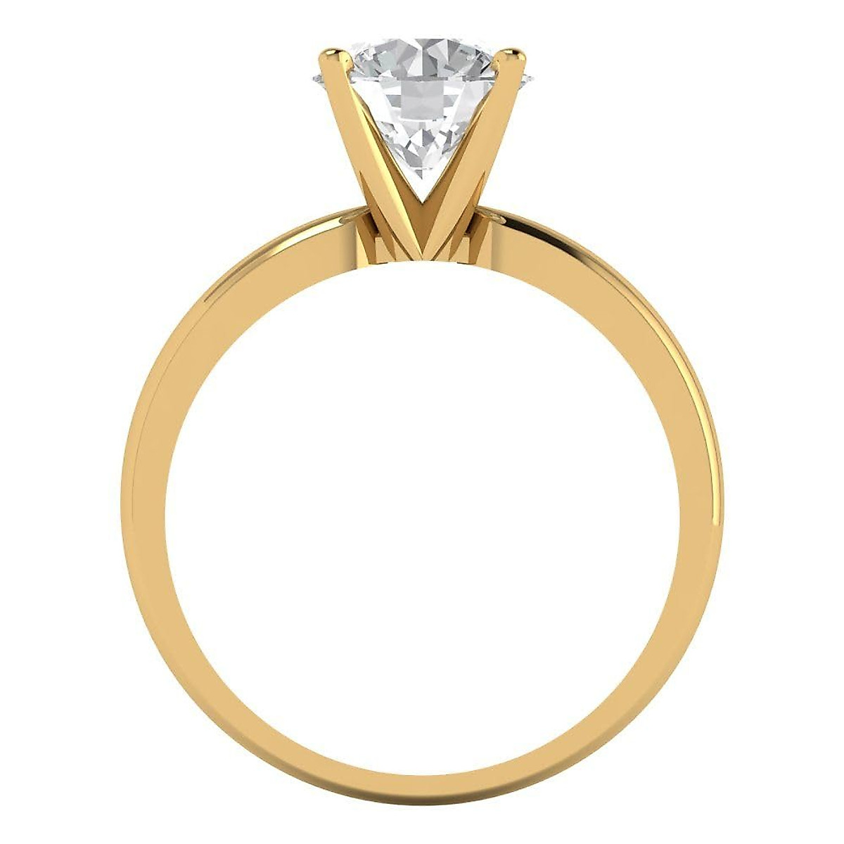 1.5 Ct Brilliant Round Cut Clear Simulated Diamond 14K Yellow Gold Solitaire Statement Ring Size 5.5