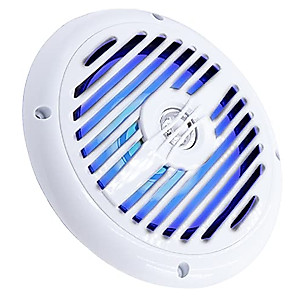 Gravity Marine Speakers - 6.5 Inch 2 Way Waterproof and Weather Resistant Outdoor Audio Stereo Sound System with LED Lights, 350 Watt Power and Low Profile Slim Style - 1 Pair - MG660 (White)