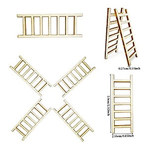HONBAY 20PCS Wooden Mini Ladders Fairy Garden Accessories for Dollhouse Decor