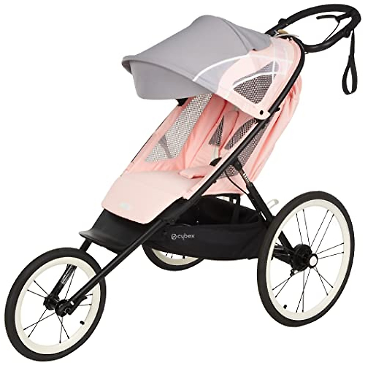 CYBEX AVI Jogging Stroller Seat Pack (Frame not Included),Compact Fold for Storage,Height-Adjustable Handlebar,One-Handed Steering,Rear-Wheel Suspension & Handbrake,For Infants 9 months+,Silver Pink