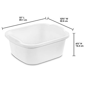 Sterilite 6478008 12 Quart Dishpan, Qt, White, (Pack of 8)