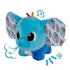 Lamaze Puffaboo Elephant Baby Toy - Soft Squeaky Elephant Toy with Crinkly Ears - Interactive Baby Toys for Sensory Play - Baby Sensory Toys Ages 3 Months and Up