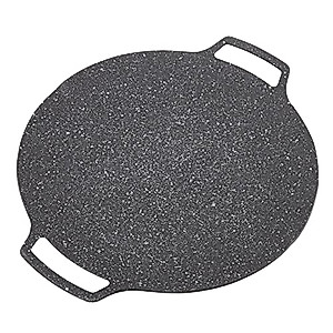Buachois Korean Grill Pan,Nonstick Round Griddle Grill Pan for Korean BBQ,Round BBQ Griddle with Handle,Multifunctional Stove Plate for Meats, Pancakes, Ribs (Gas Model 30cm)
