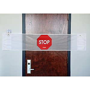 NYOrtho Door Guard Stop Sign Banner | Stop Sign Strip + Alarm | Size: 40" W