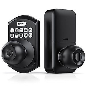 TEEHO Keyless Entry Door Locks with Keypads - Deadbolt Smart Lock - Front Door Lock Set with Door Knob - Auto Lock - Easy Installation - Matte Black