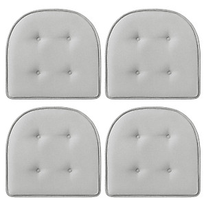 Cozyide U-Shaped Chair Cushions for Dining Chairs 6 Pack, Memory Foam Chair Pads with Tufted Design and Non-Slip Backing, 17" x 16", Khaki