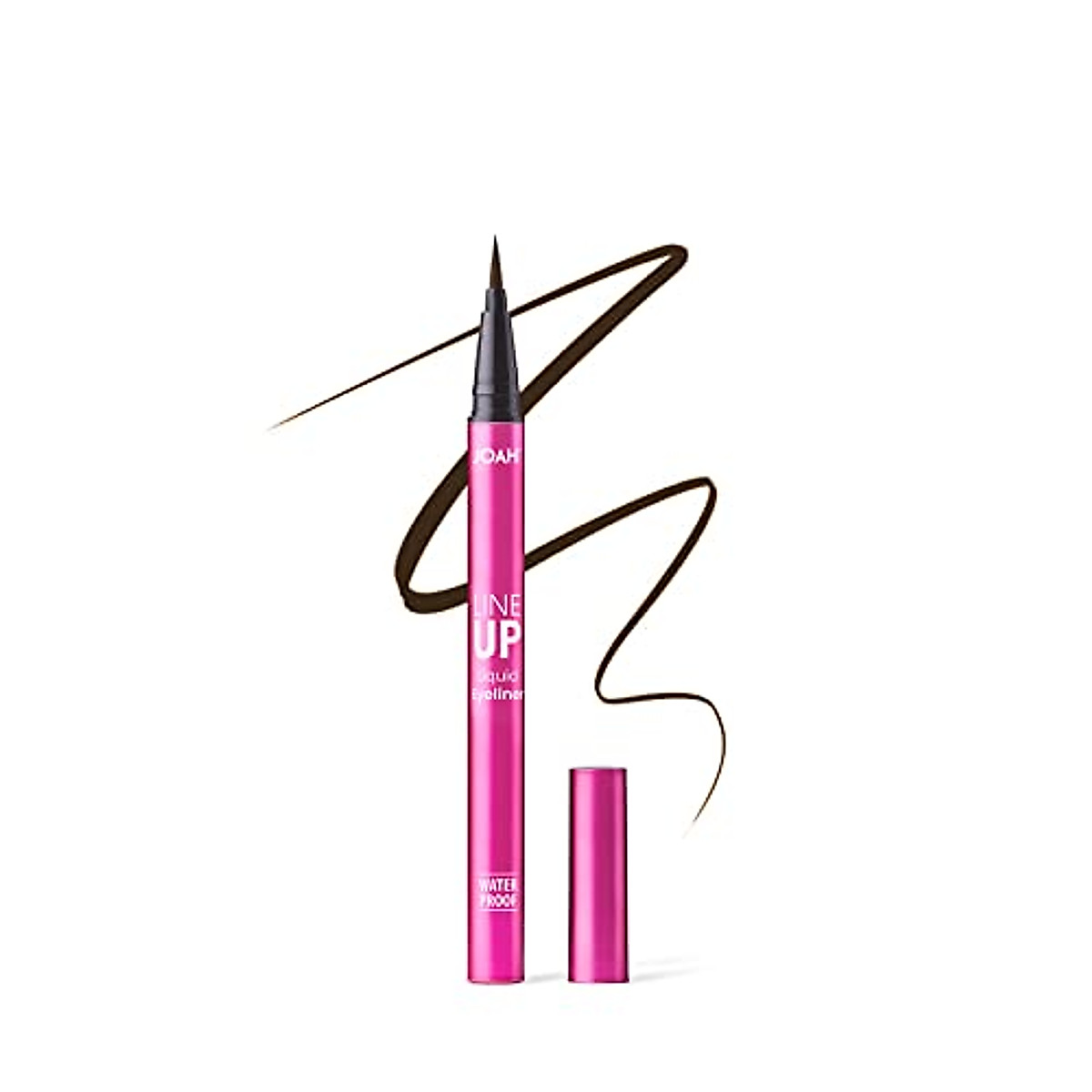 JOAH Line Up Liquid Eyeliner with Precision Felt Tip, Fast-Drying & Waterproof, Long Lasting, Smudge Proof Eye Liner, Effortless Control, Biotin Infused, Brown