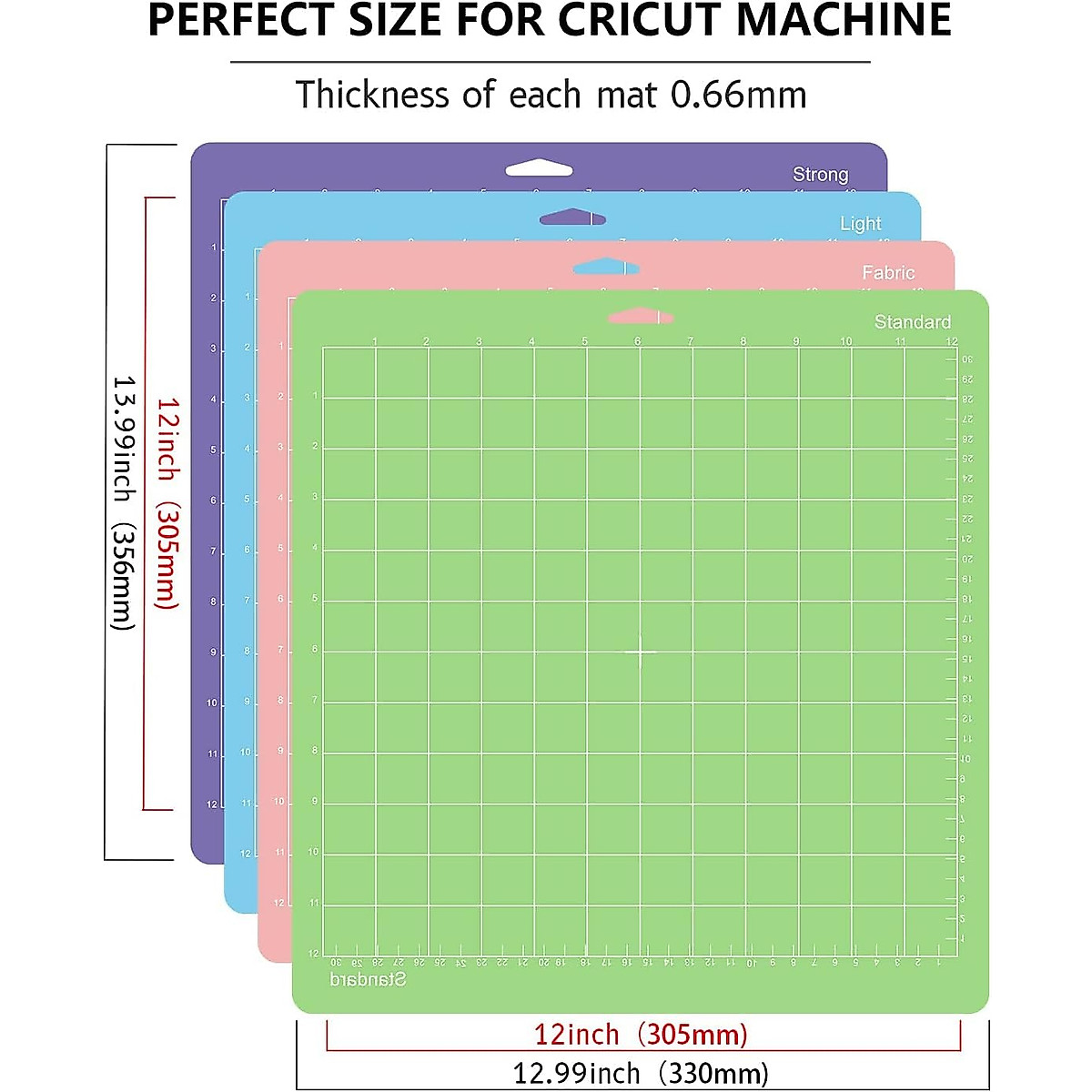 Gwybkq Cutting Mats 12x12 for Cricut Explore One/Air/Air 2/Maker 3/Maker 4 Pack Adhesive Sticky Non-Slip Durable Mat Replacement Accessories (Standard,Light,Strong,Fabric) for Supply, Scrapbock