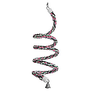 Aigou® Bird Spiral Rope Perch, Cotton Parrot Swing Climbing Standing Toys with Bell (Large - 94.4 inch)